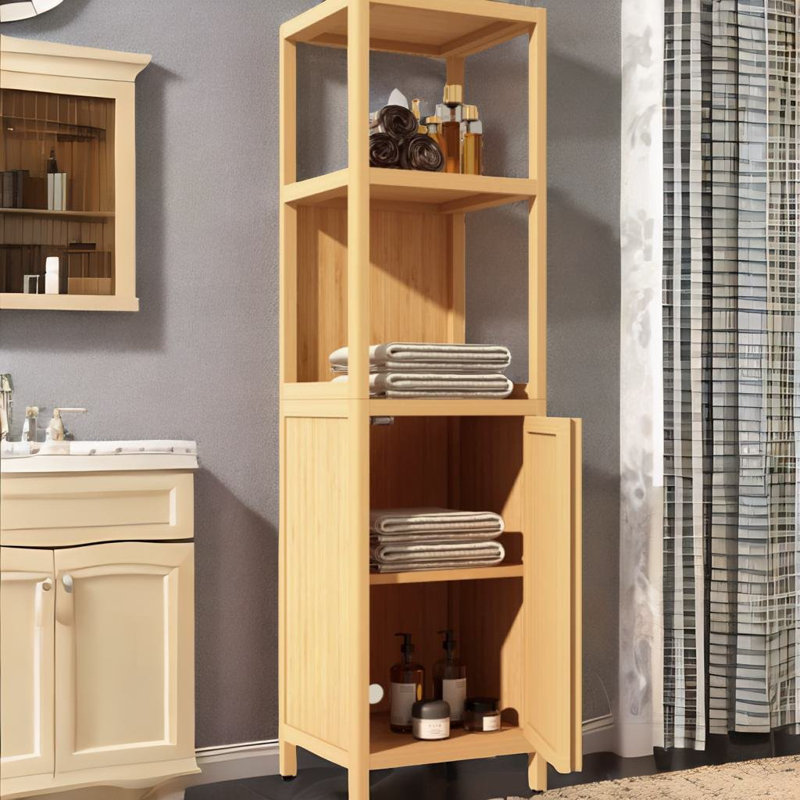 Winston Porter Analie Bamboo Freestanding Bathroom Cabinet | Wayfair